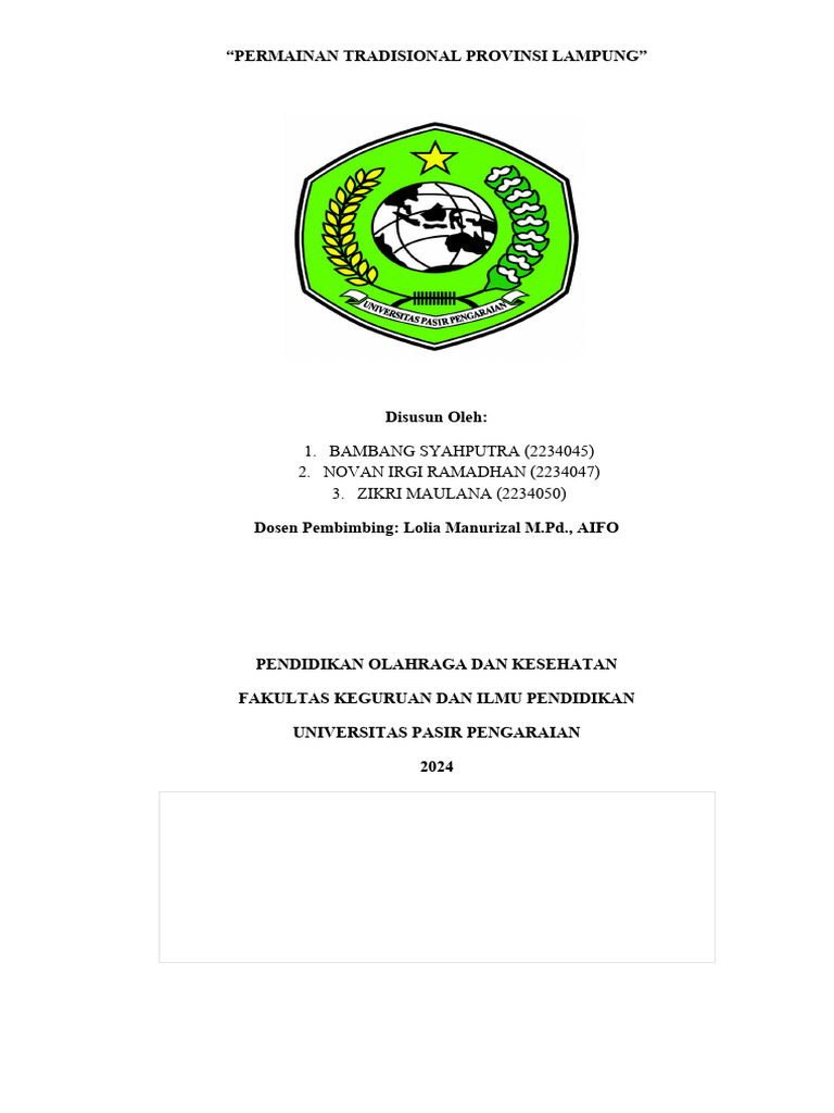 Permainan Tradisional Lampung | PDF | Olahraga & Rekreasi