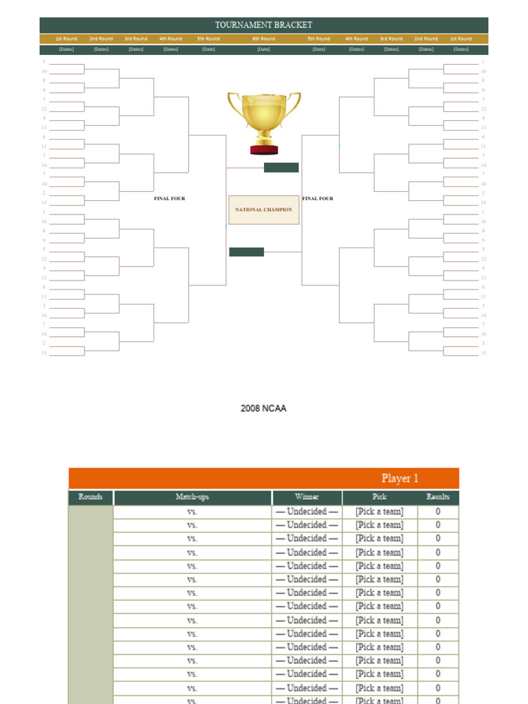 2008 NCAA Basketball Tournament Bracket | PDF | Sports