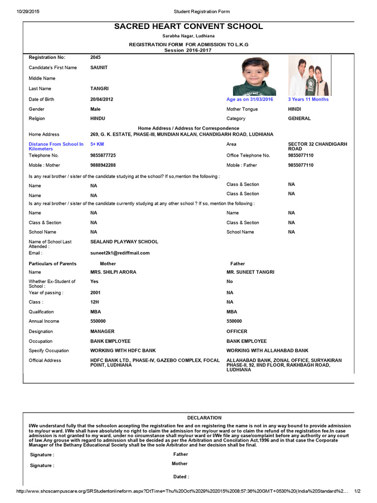 Student Registration Form | PDF | Justice | Crime & Violence
