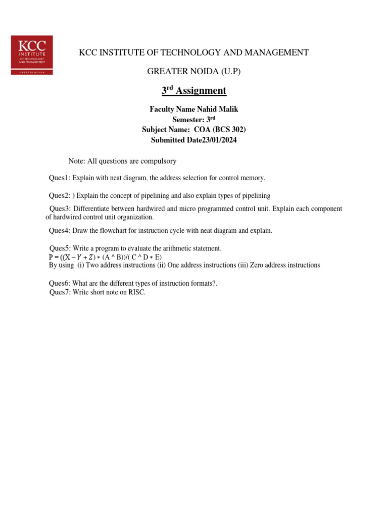 Coa Assignment3 | PDF