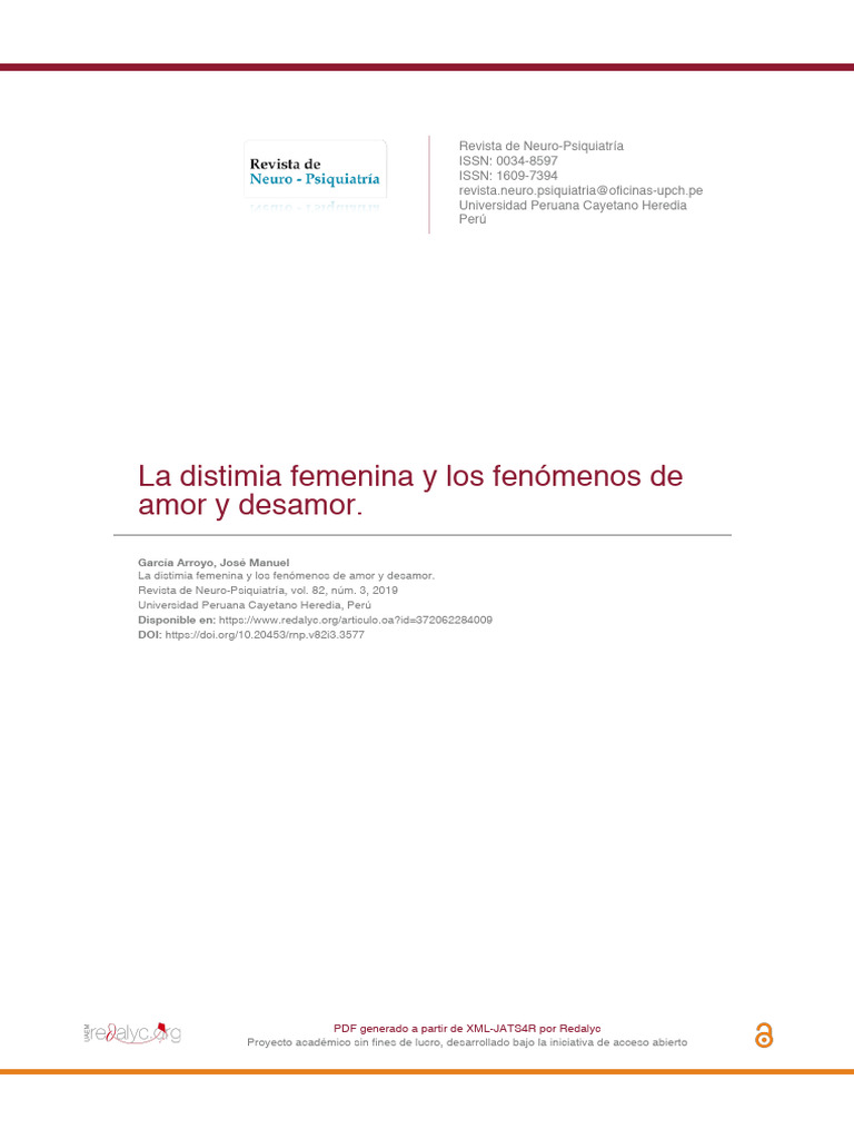 Distimia Femenina: Amor y Desamor | PDF | Amor | Depresión (estado de ...