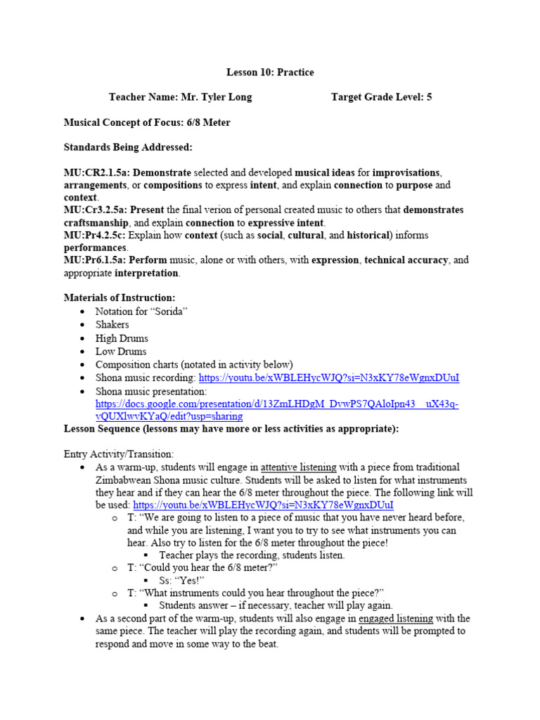 Elementary Teaching Unit | PDF | Musical Compositions | Songs