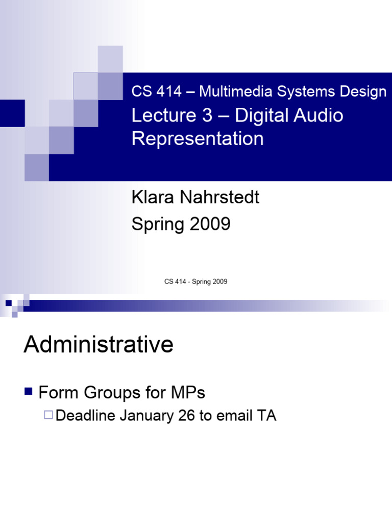 Lect03 Audio Representation | PDF | Signal To Noise Ratio | Sampling (Signal Processing)