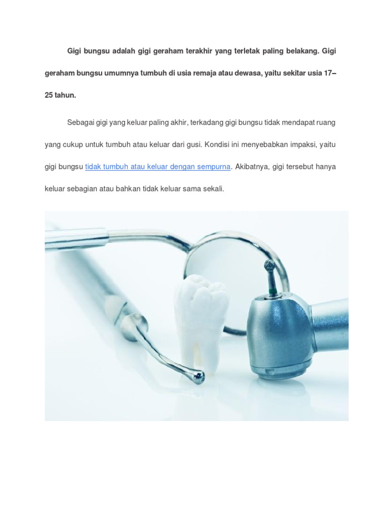 Gejala dan Penanganan Impaksi Gigi Bungsu | PDF