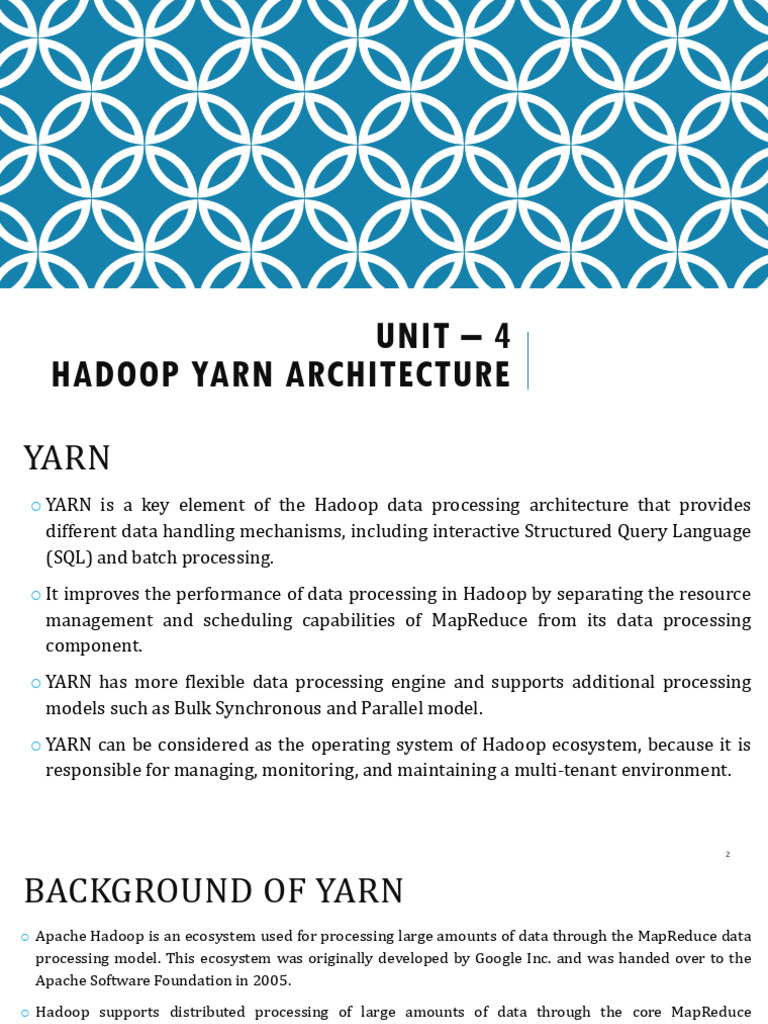 Unit – 4 Yarn | PDF | Apache Hadoop | Map Reduce