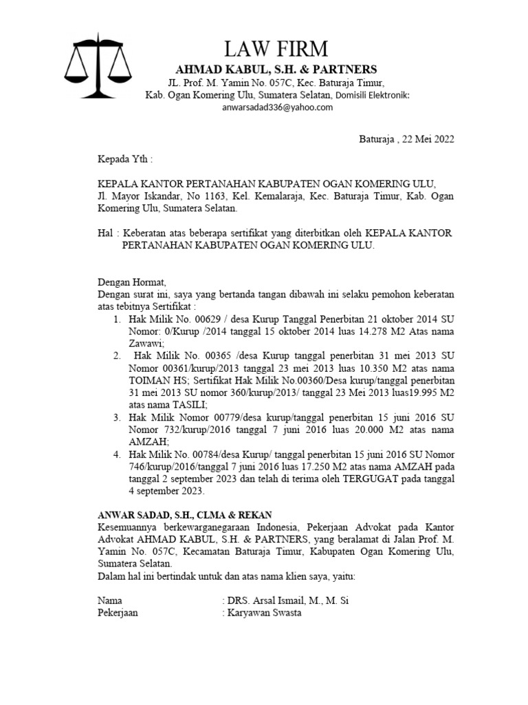 Surat Keberatan | PDF