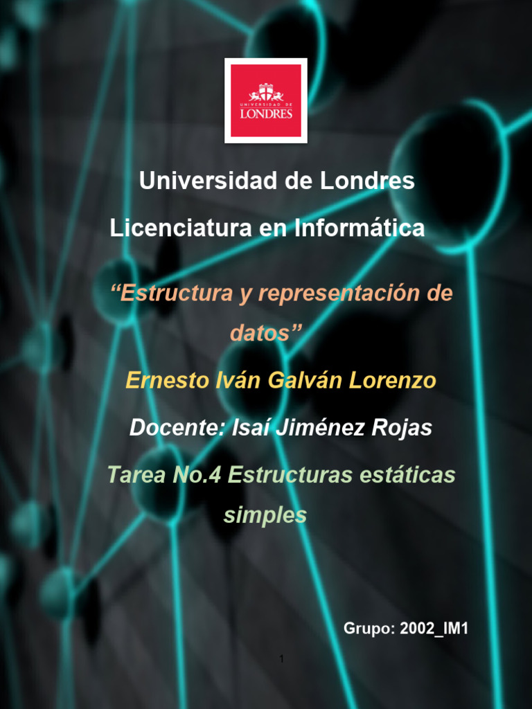 Tarea 4 Estructuras estaticas simples | PDF | Variable (informática) | Lenguaje de programación