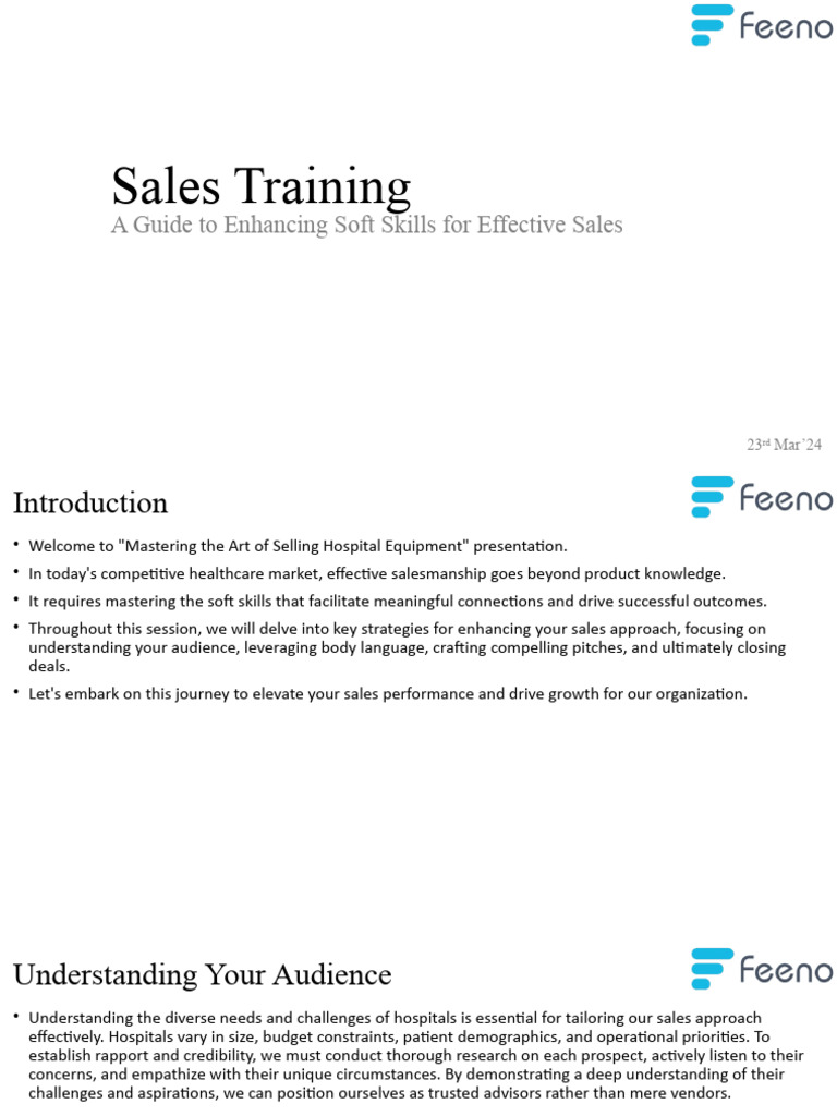 Feeno Sales Training | PDF | Body Language | Nonverbal Communication