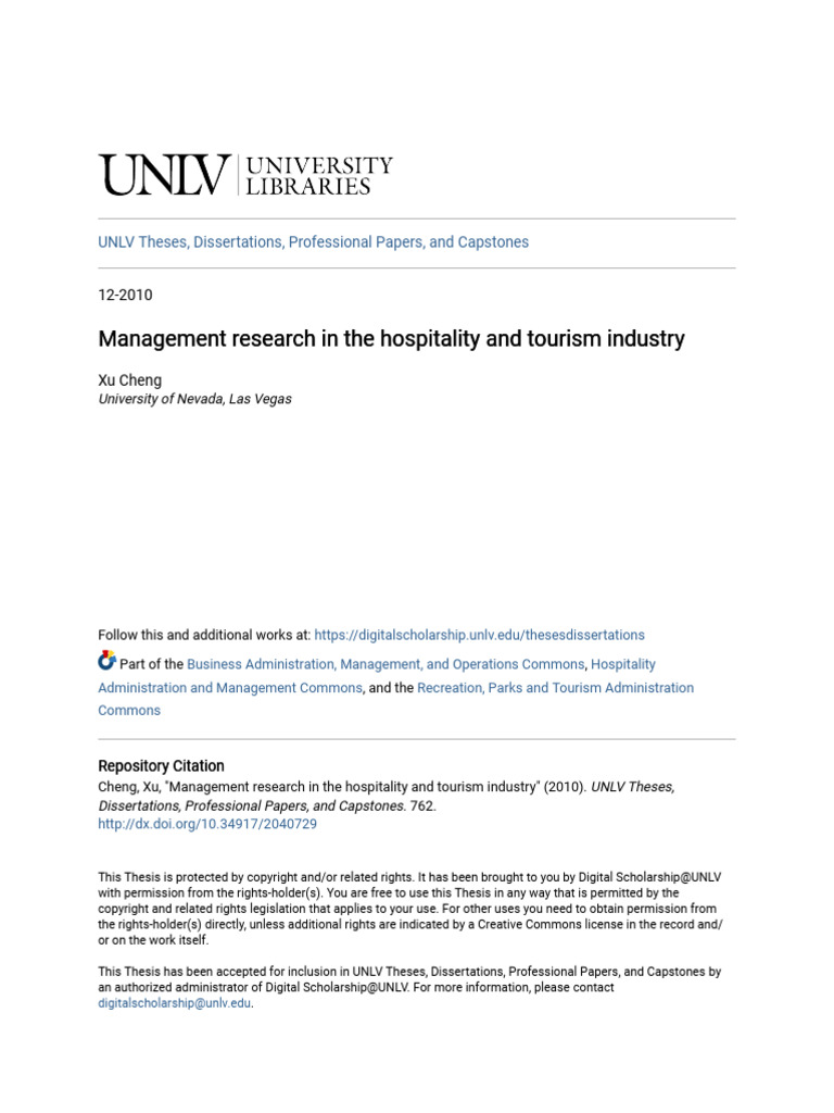 Management Research in The Hospitality and Tourism Industry | PDF ...