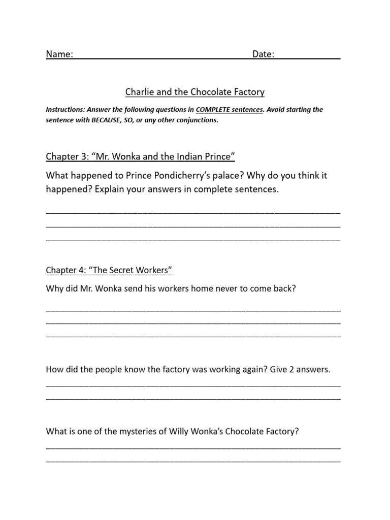 Charlie and The Chocolate Factory Chapter 3-4 | PDF | Home & Garden