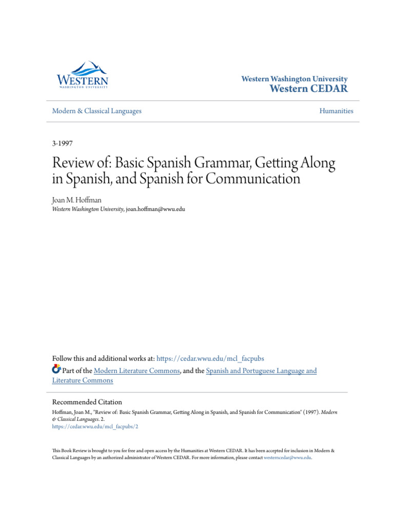 Basic Spanish Grammar | PDF | Linguistics | Human Communication