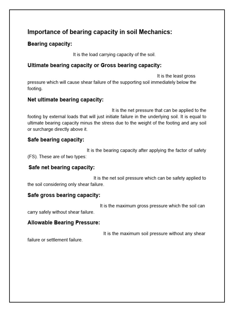 Importance of Bearing Capacity in Soil Mechanics Shbaz | PDF | Applied ...