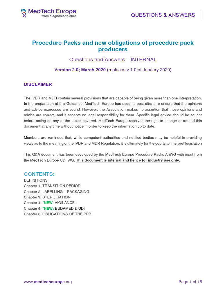 Procedure Packs Q-A FINAL | PDF