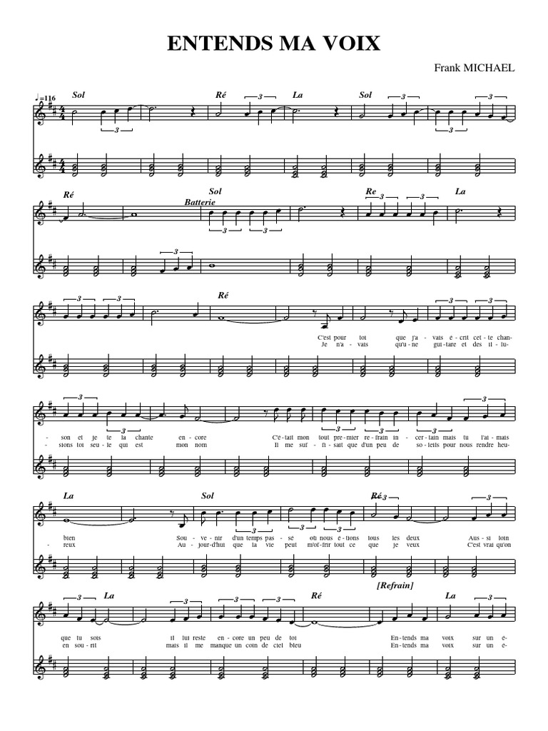 Partition de "Entends ma voix" | PDF