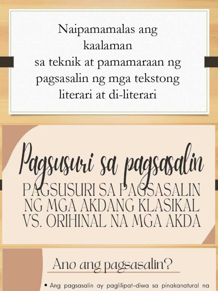 WEEK 4-Pagsusuri NG Salin NG Mga Akdang Klasikal vs. Orihinal Na Akda | PDF