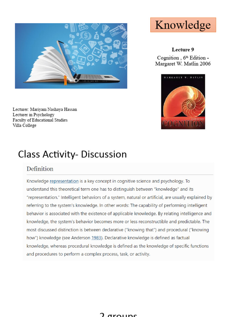 Slides Week 8 Knowledge | PDF | Concept | Schema (Psychology)