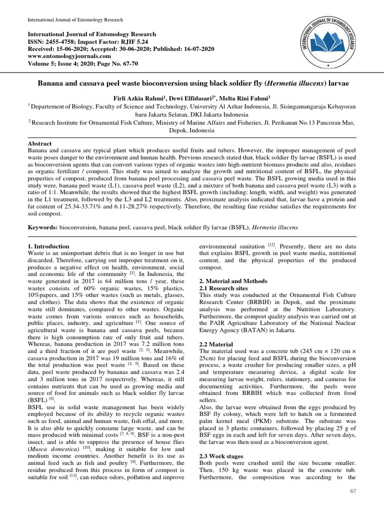 Banana and Cassava Peel Waste Bioconversion Using Black Soldier Fly ...