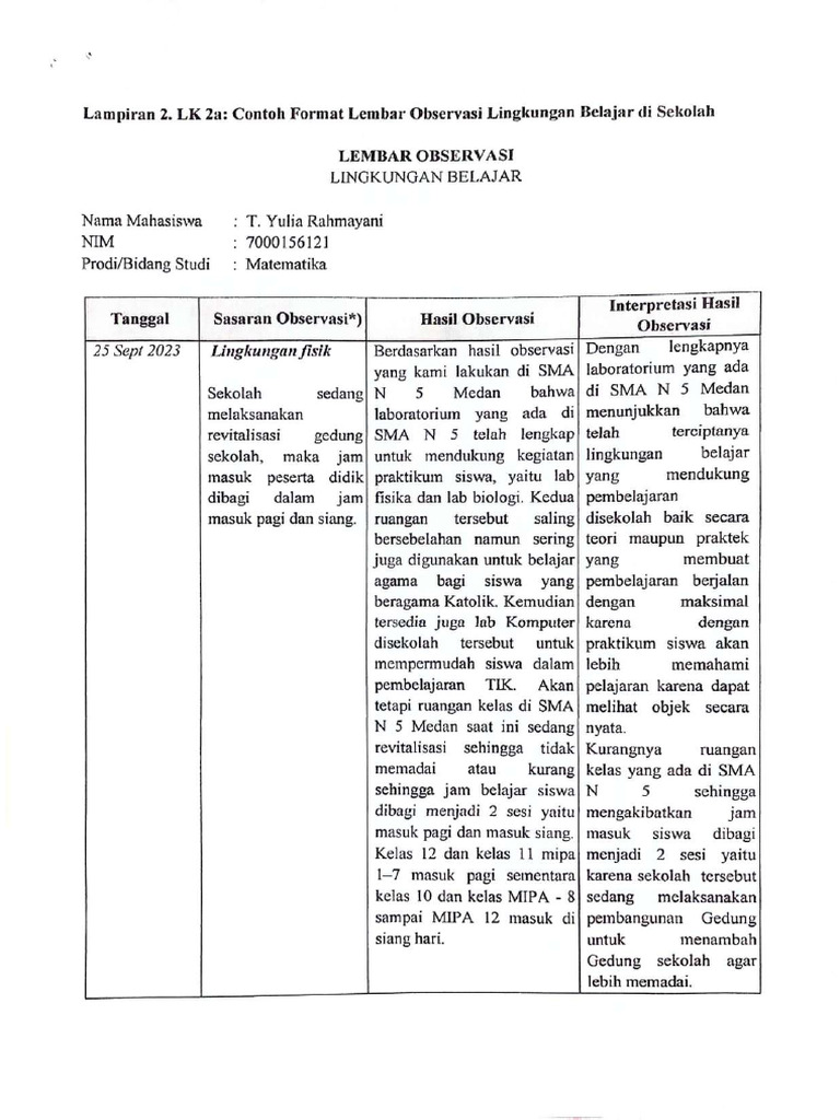 T. Yulia Rahmayani - Topik 2 - LK 2A - Lembar Observasi Lingkungan ...