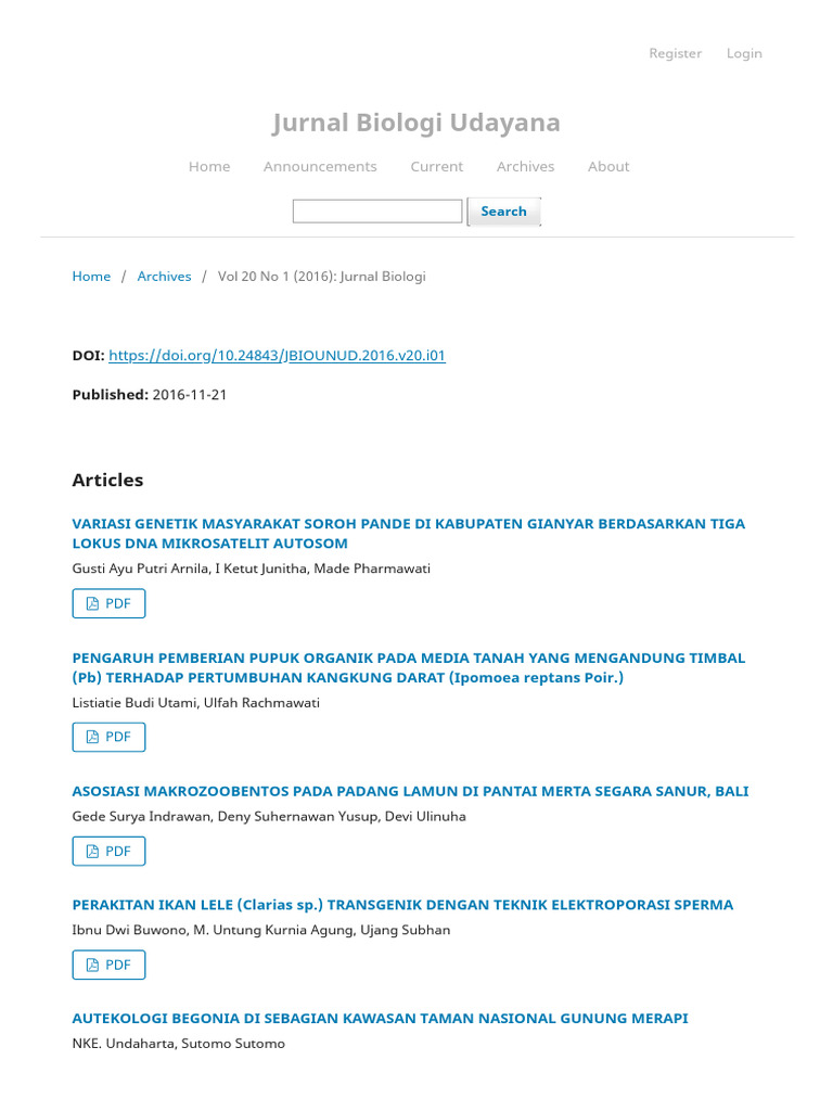 8-Jurnal Biologi Udayana - Identifikasi Pleco | PDF | Sains & Matematika