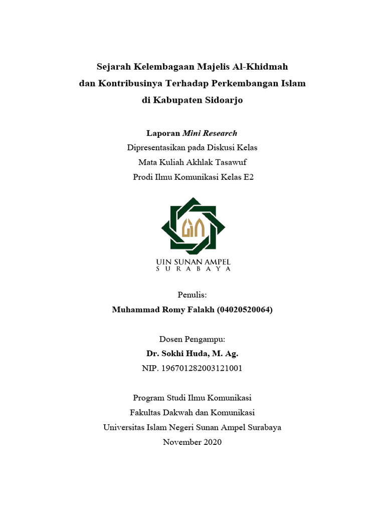 Muhammad Romy Falakh - Mini Research - Majelis Al-Khidmah | PDF | Agama ...