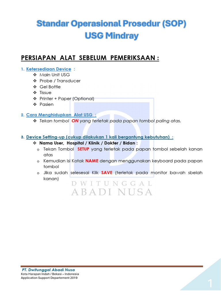 Standar Operasional Prosedur USG | PDF