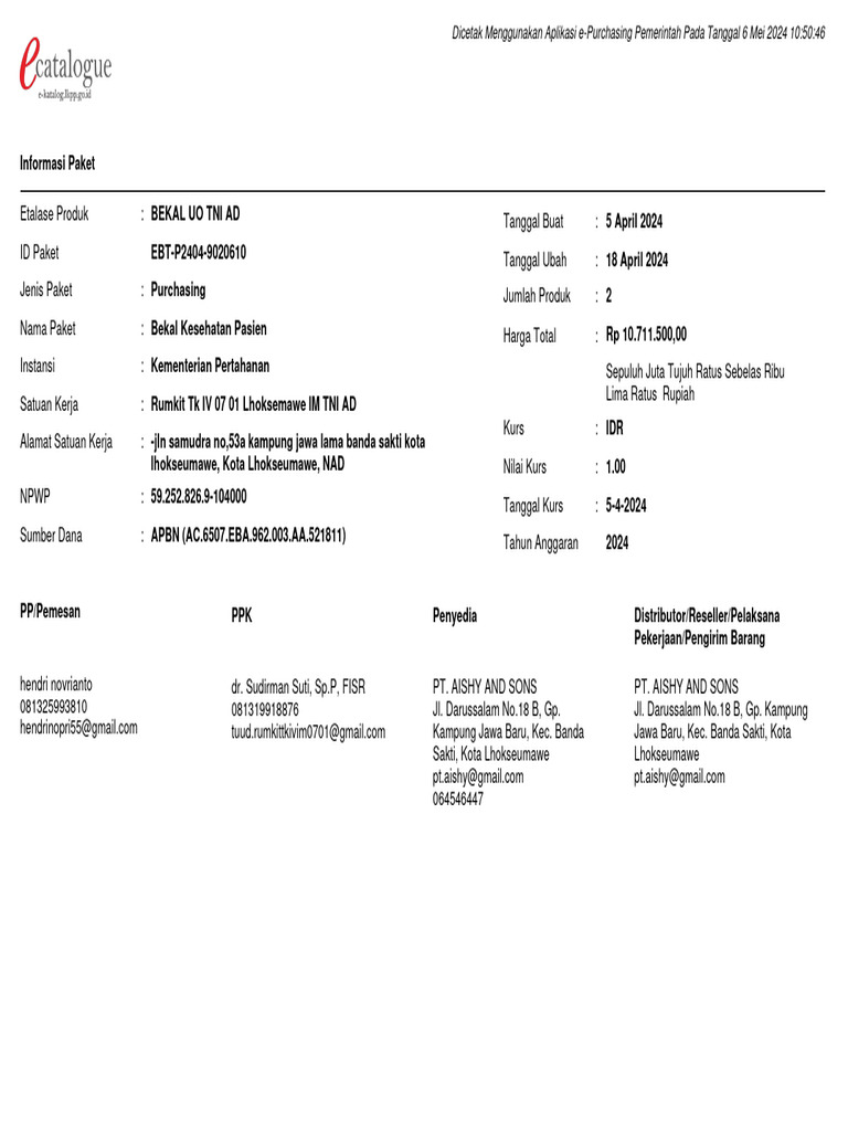 Cetak Pesanan EBT-P2404-9020610 | PDF