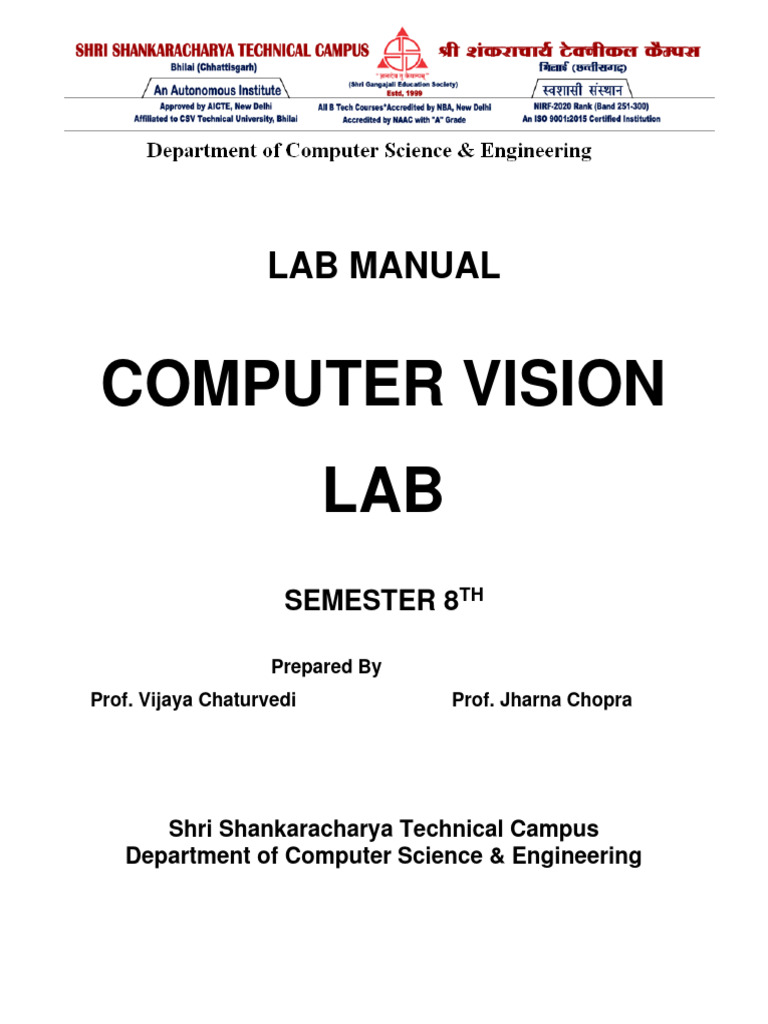 Computer Vision LAB 8 SEM | PDF | Matrix (Mathematics) | Computing