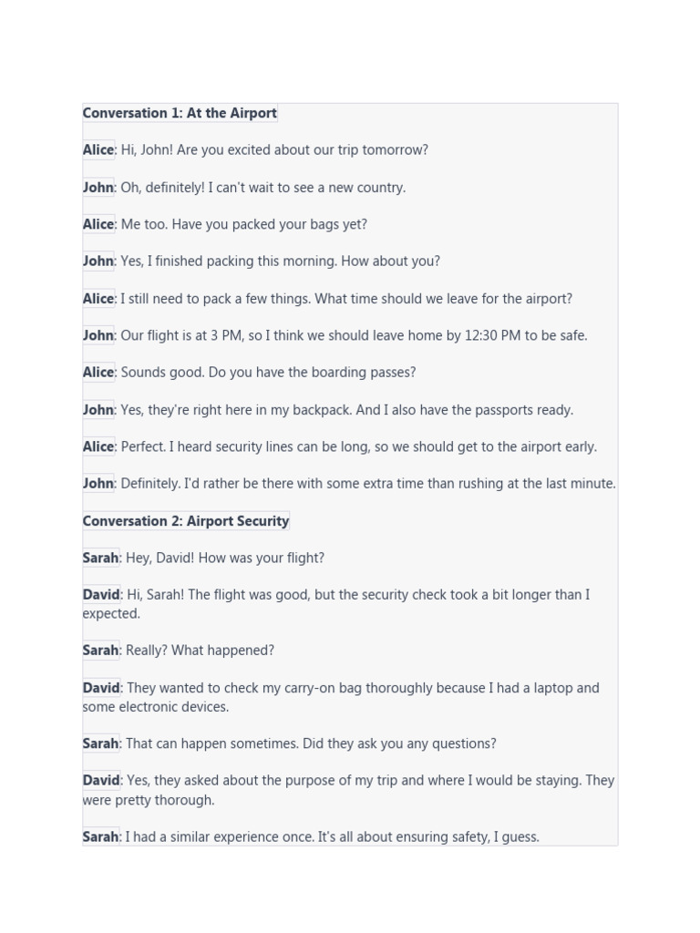 Airport Conversation | PDF