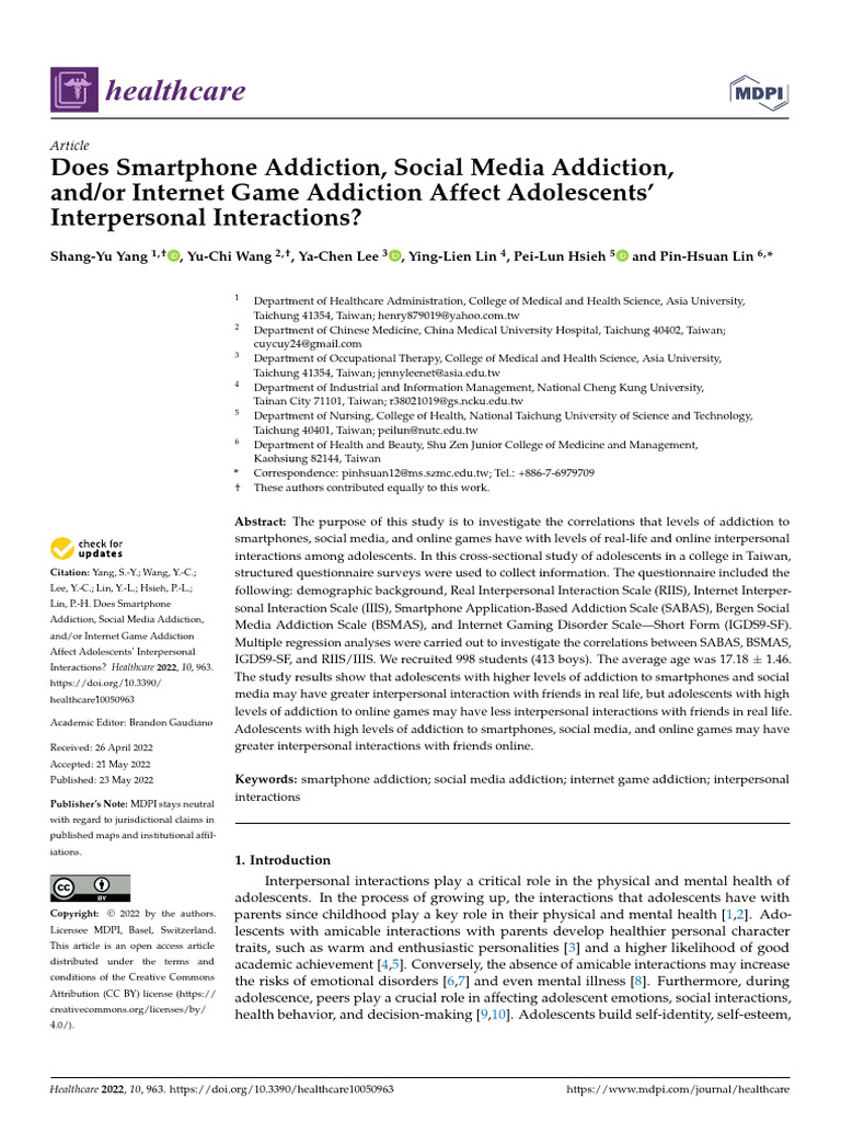 Does Smartphone Addiction, Social Media Addiction, or Internet Game ...