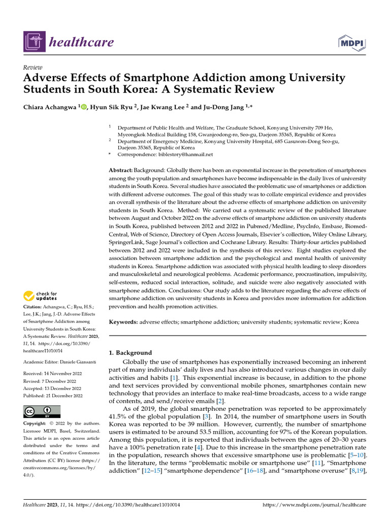 Adverse Effects of Smartphone Addiction Among University Students in ...