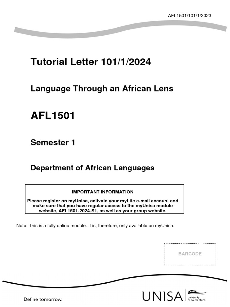 Tutorial Letter 101/1/2024: Language Through An African Lens | PDF ...