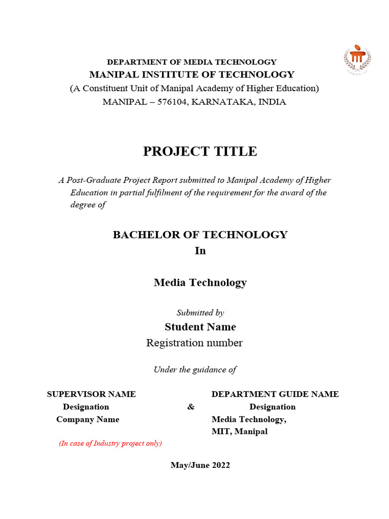 B.Tech Project Report Format | PDF | Methodology | Analysis