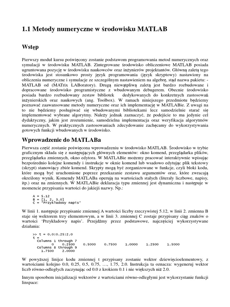 Wprowadzenie Do MATLABa | PDF