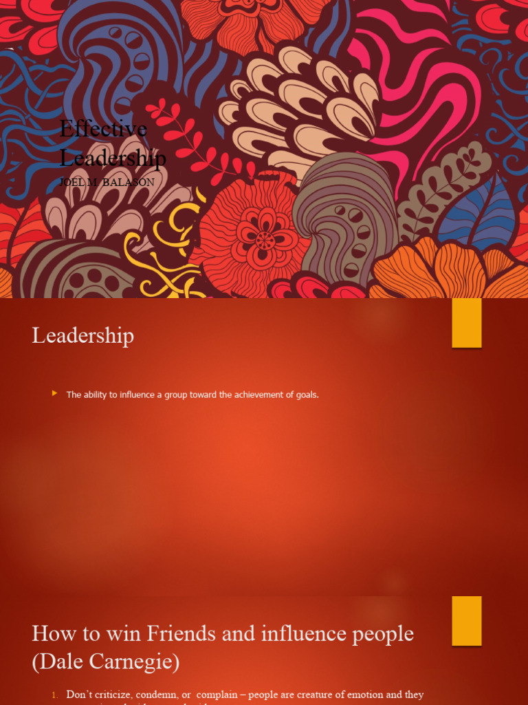 Effective Leadership Presentation | PDF | Leadership | Psychological ...