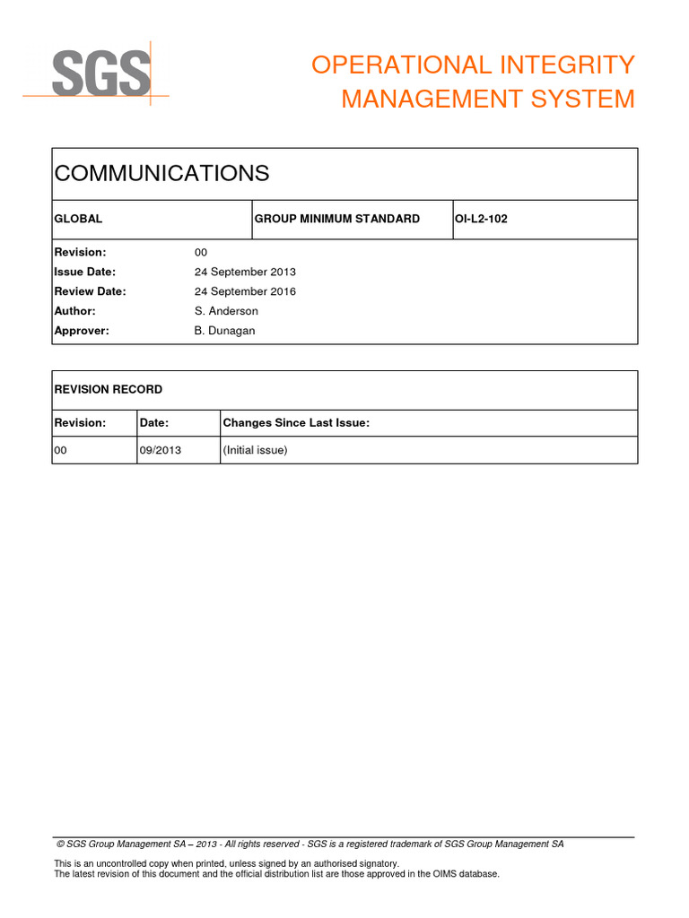Communications Procedure For ISO | PDF | Employment | Business