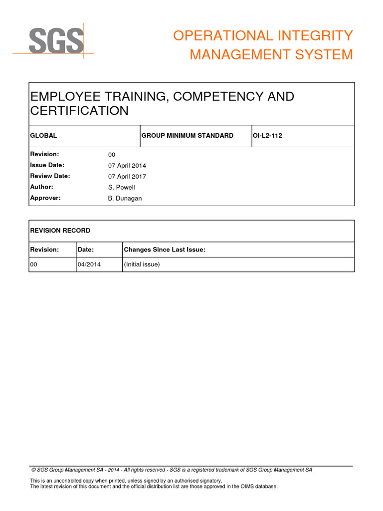 Employee Training & Certification Standards | PDF | Employment | Learning