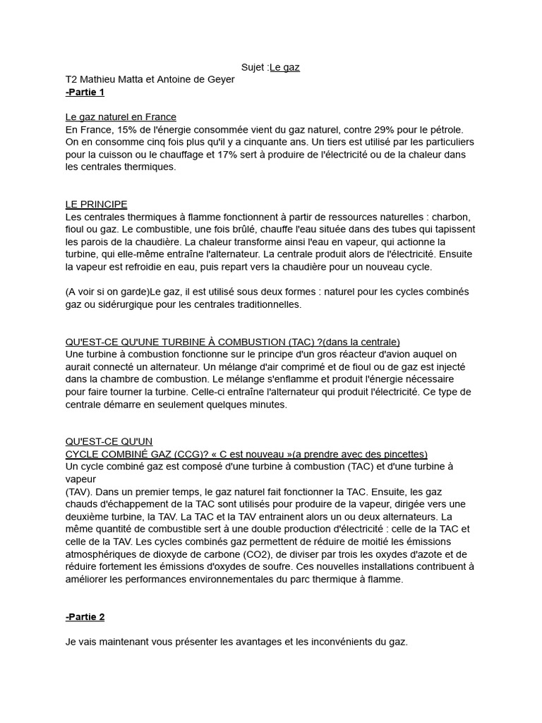Avantages et inconvénients du gaz naturel | PDF | Centrale électrique ...