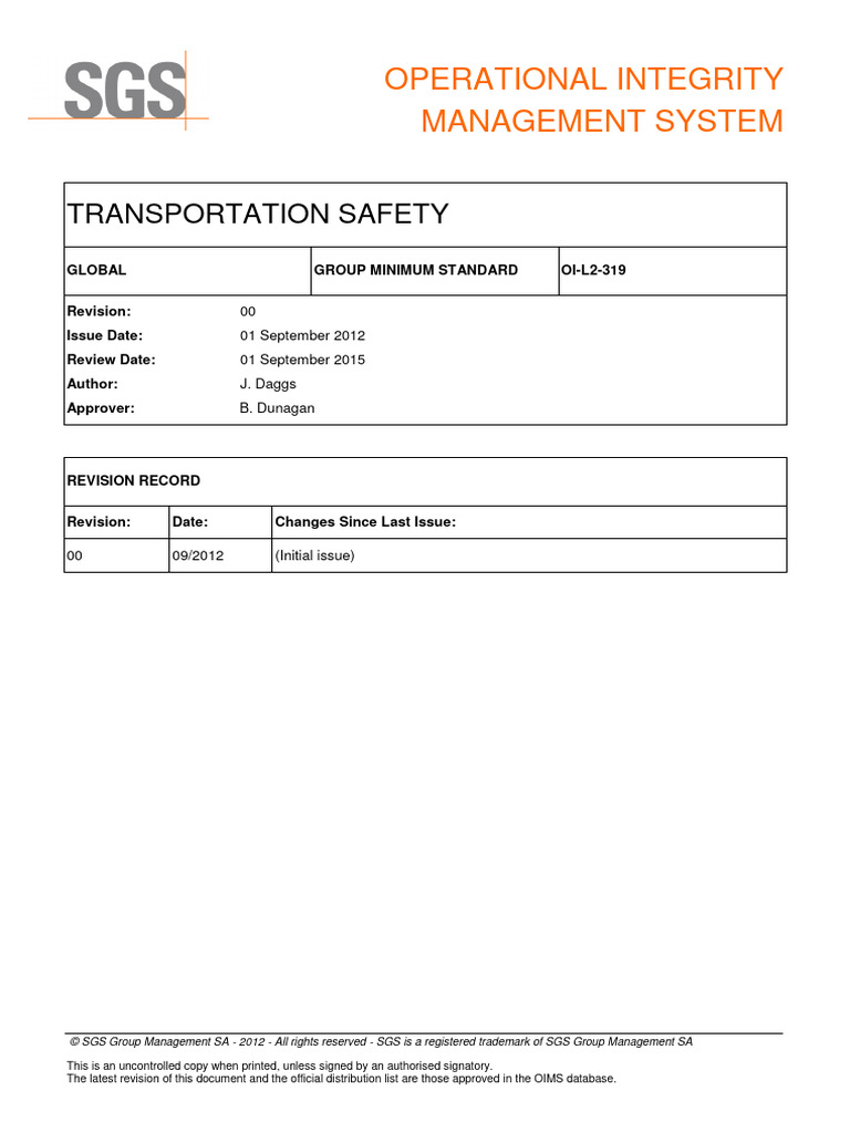 Transportation Safety Management Plan | PDF | Driving | Driver's License