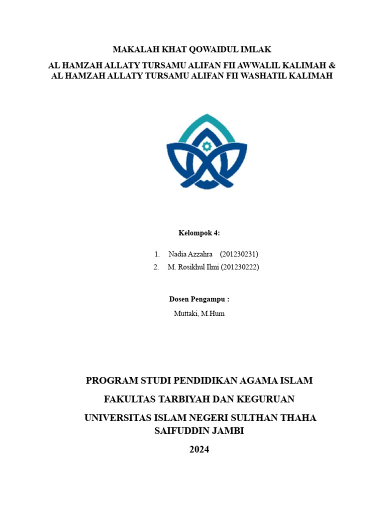 Makalah Khat Qowaidul Imlak - Kelompok 4 | PDF