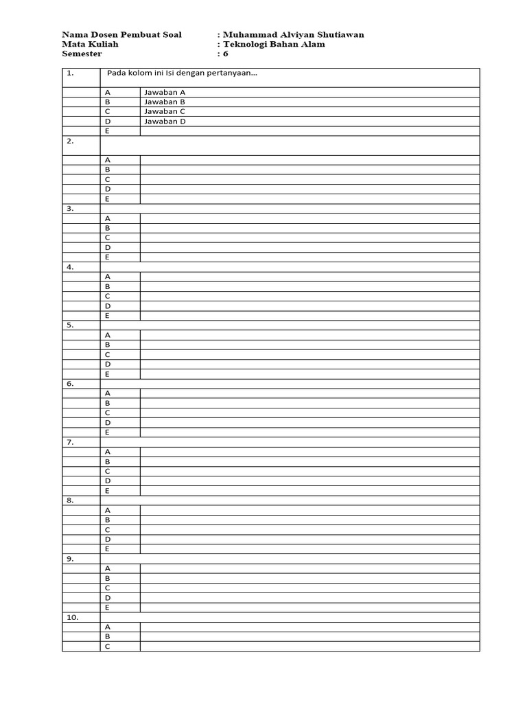 Format Soal Non Eksak Pas 50 Soal 1 | PDF