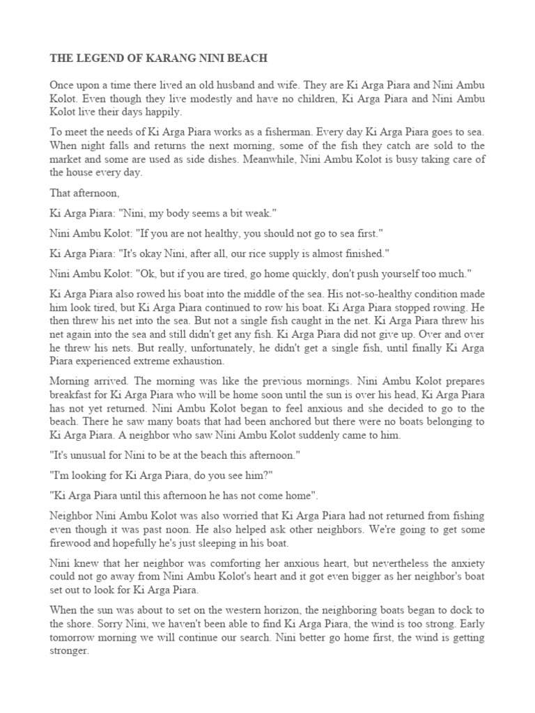 The Legend of Karang Nini Beach | PDF | Earth Sciences