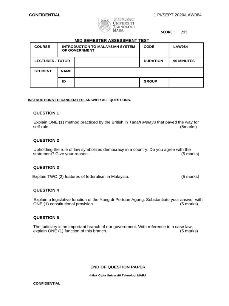 Malaysian Government Exam | PDF | Science & Mathematics