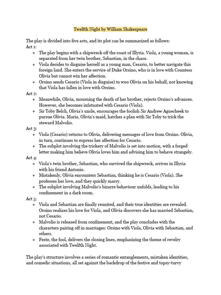 Eng B Twelfth Night | PDF | Twelfth Night | Shakespearean Comedies