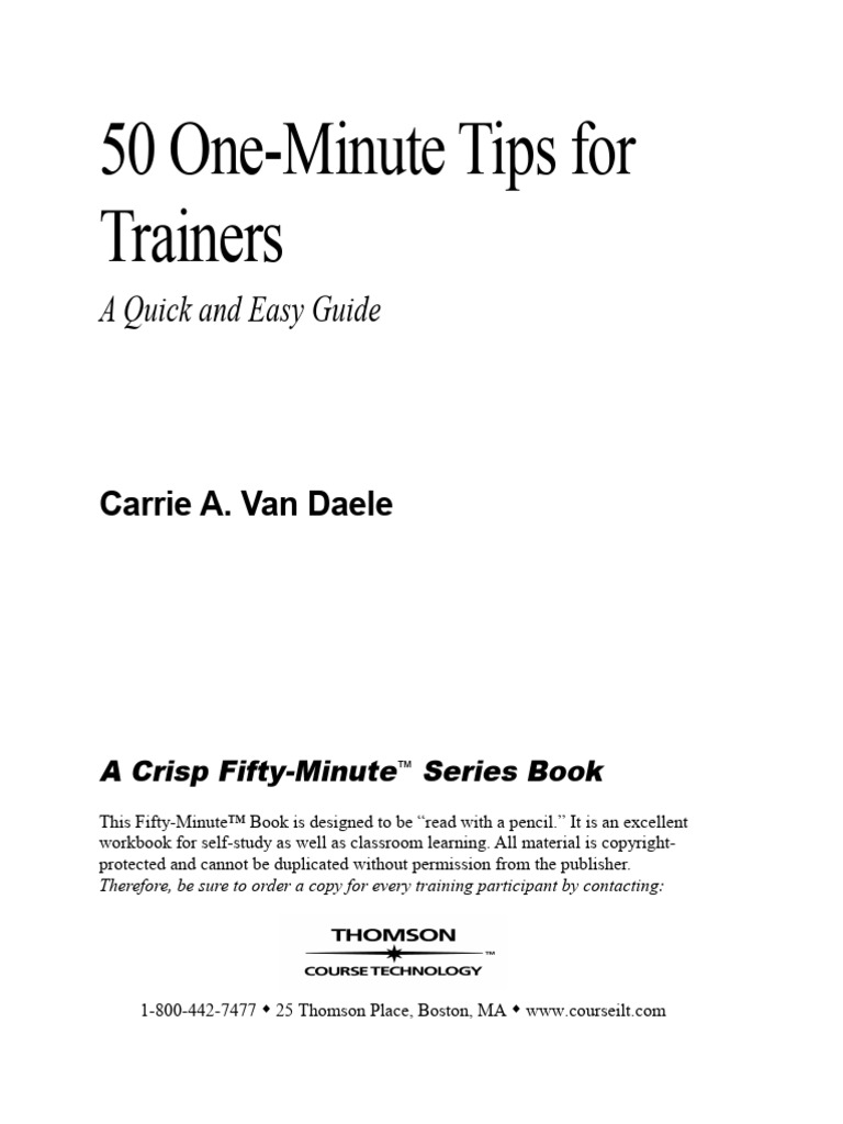50 One-Minute Tips For Trainers | PDF | Learning | Leadership