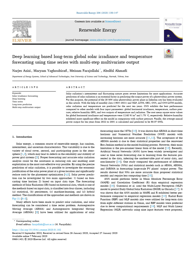 Deep Learning Based Long-Term Global Solar Irradiance and Temperature Forecasting Using Time ...