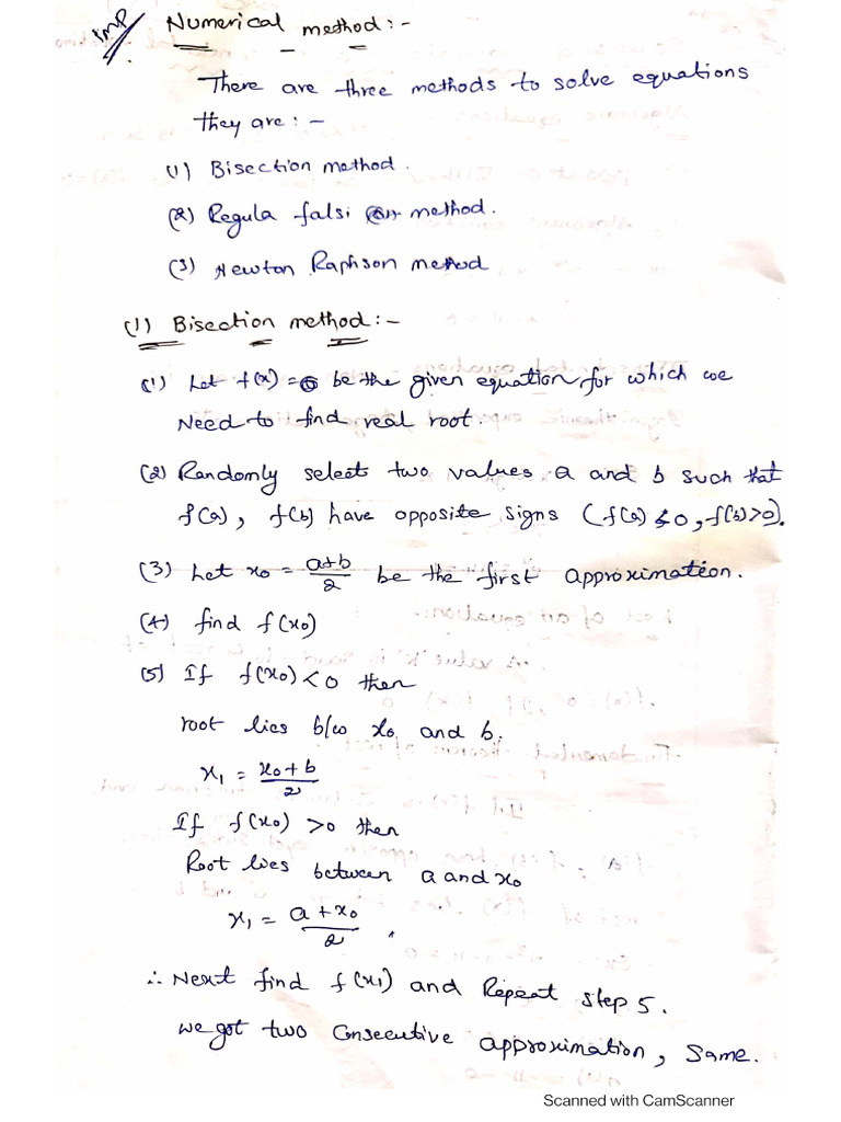 Numerical Methods Written Notes | PDF