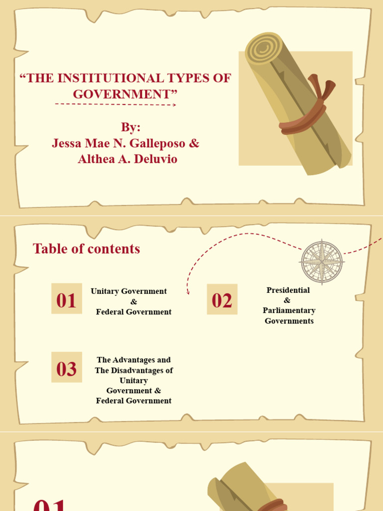 The Institutional Types of Government | PDF | Separation Of Powers ...