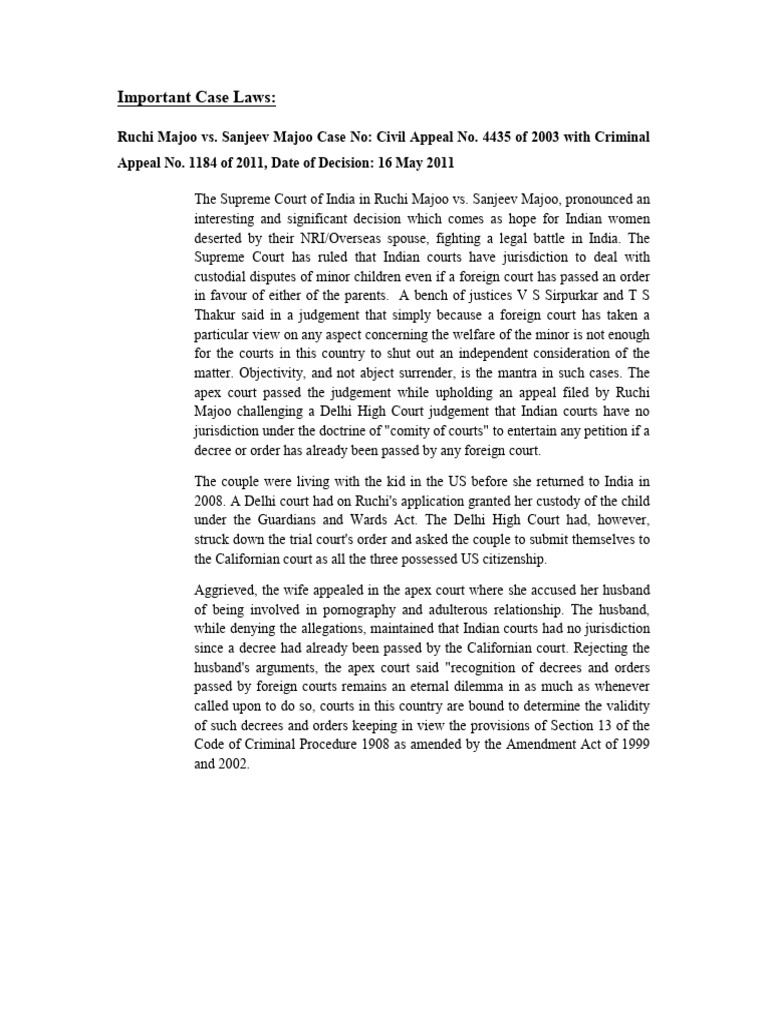 Imp Case Laws Ruchi Majoo | PDF | Supreme Court Of India | Jurisdiction