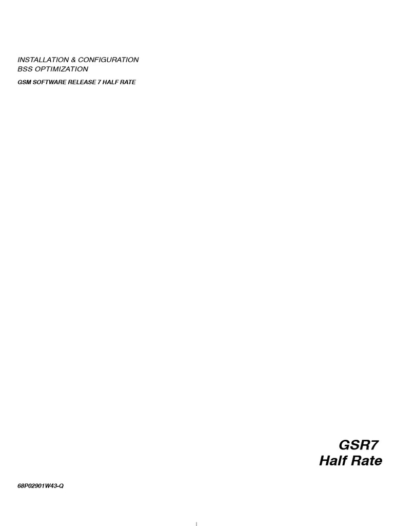 Gsr7 Half Rate: Installation & Configuration Bss Optimization | PDF ...