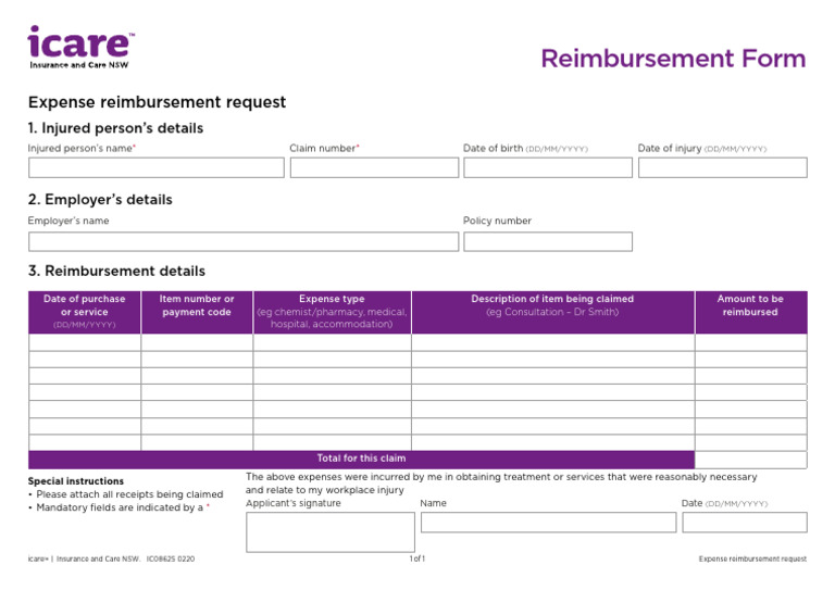 DXC NSW Reimbursement Form 2023 | PDF